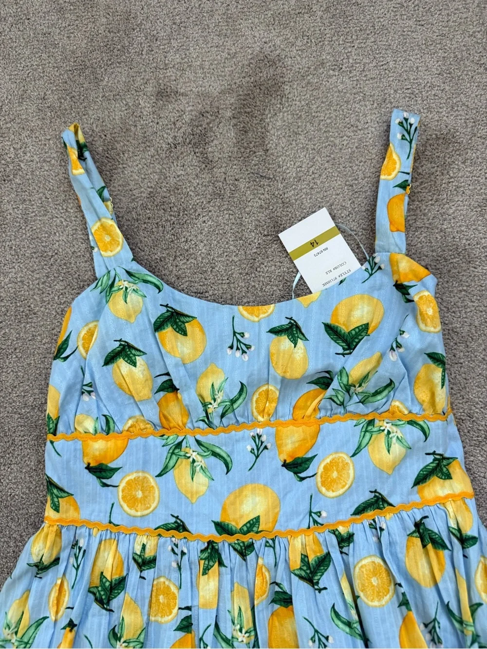 Maison Tara | Dresses | Maison Tara Light Blue Lemonprint Maxi Dress ...